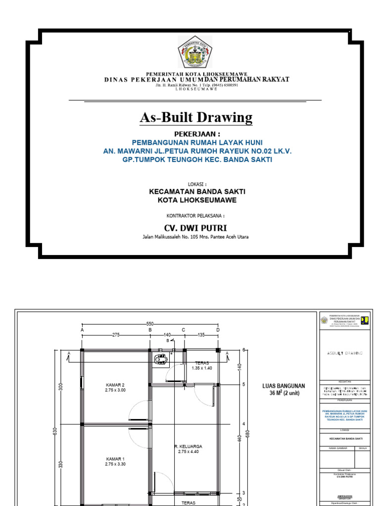 Asbuilt Drawing RLH An - Mawarni | PDF