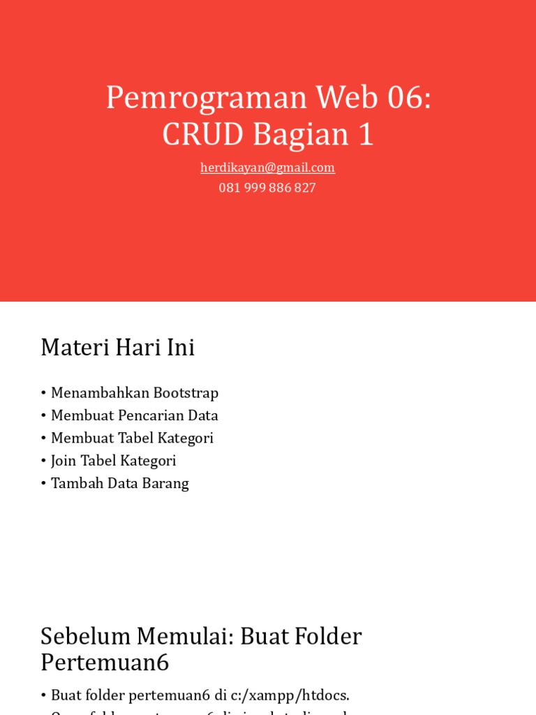 Pemrograman Web 06 Crud Bagian 1 | PDF