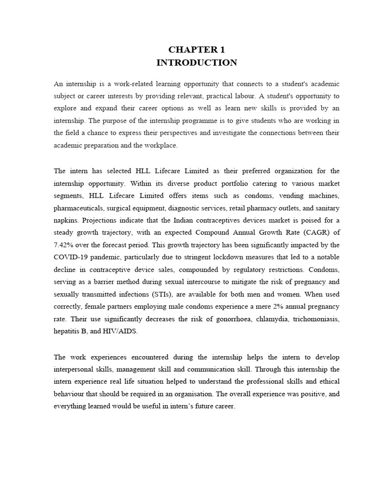 Chapter 1 Dani Joseph | PDF | Condom | Internship