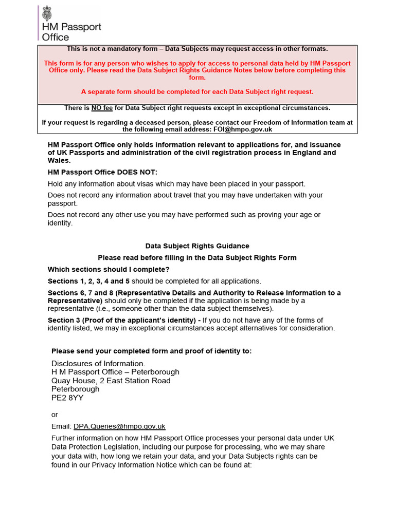 Hmpo Data Subject Rights Request Form Final Aug2023 | PDF | Identity ...