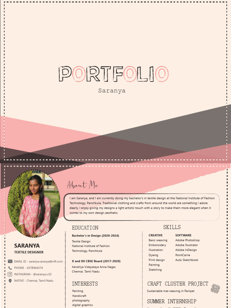 Saranya Portfolio TD. | PDF | Textiles | Embroidery
