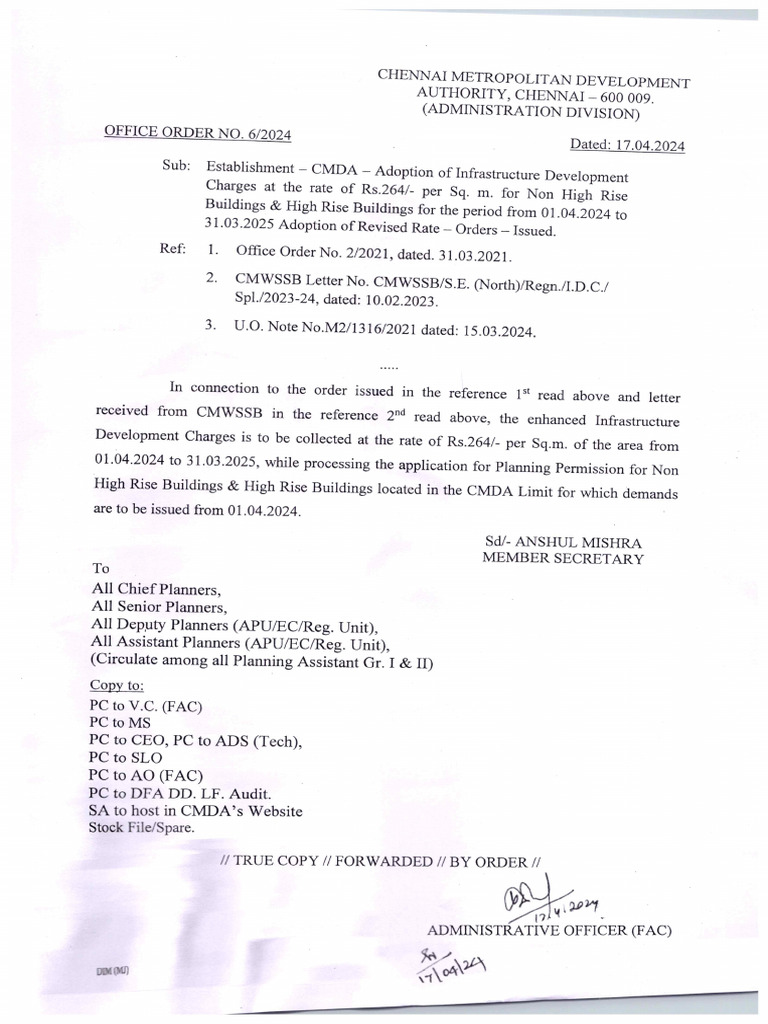 CMSSW Fees Office Order | PDF
