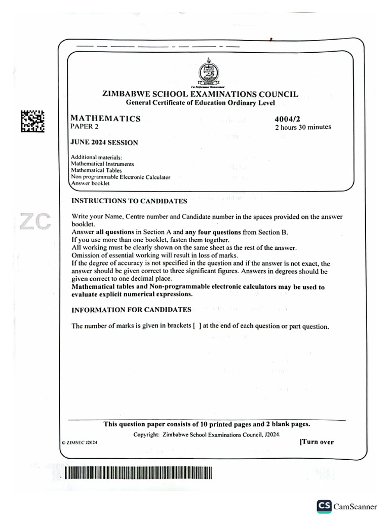 Mathematics Paper 2 June 2024 | PDF