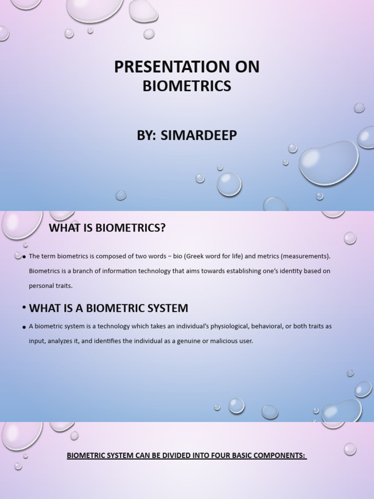 Presentation On Biomatrix | PDF | Biometrics | Fingerprint