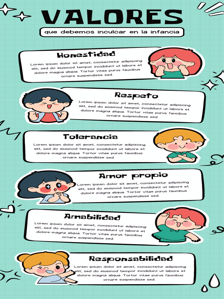 Infografía Listado de Valores Educación en La Infancia Ilustrada ...