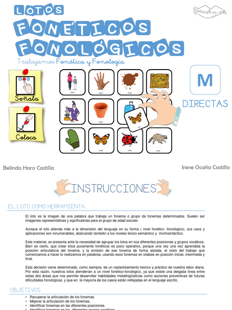 Loto Fonético: Actividades con Fonema M | PDF | Fonología | Fonética