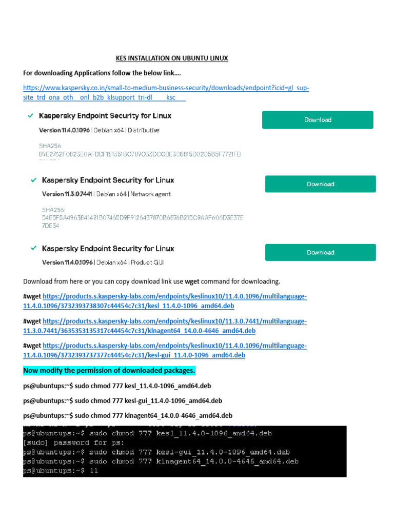 KESL Installation Guide On Ubuntu | PDF | Sudo | Information Technology