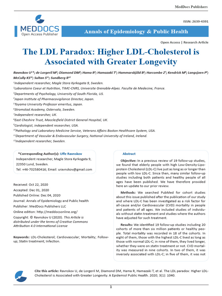 The LDL Paradox Higher LDL Cholesterol Is Associated With Greater ...
