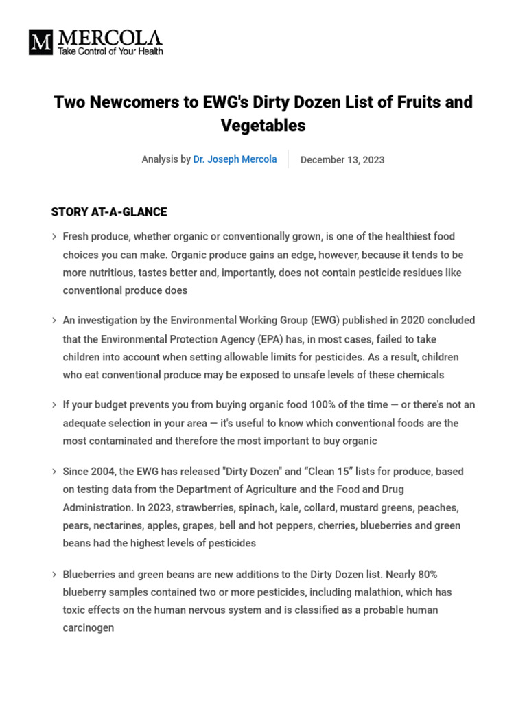 2023 Dirty Dozen: New Additions Revealed | PDF | Organic Foods | Pesticide