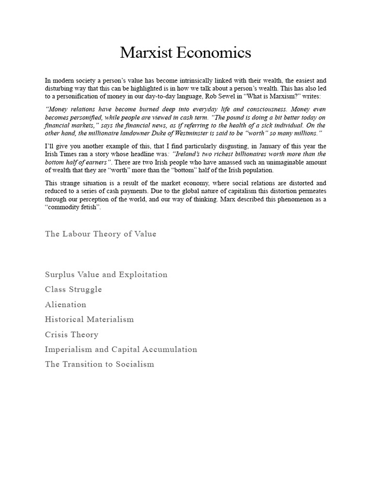 Marxist Economics | PDF | Finance & Money Management | Politics