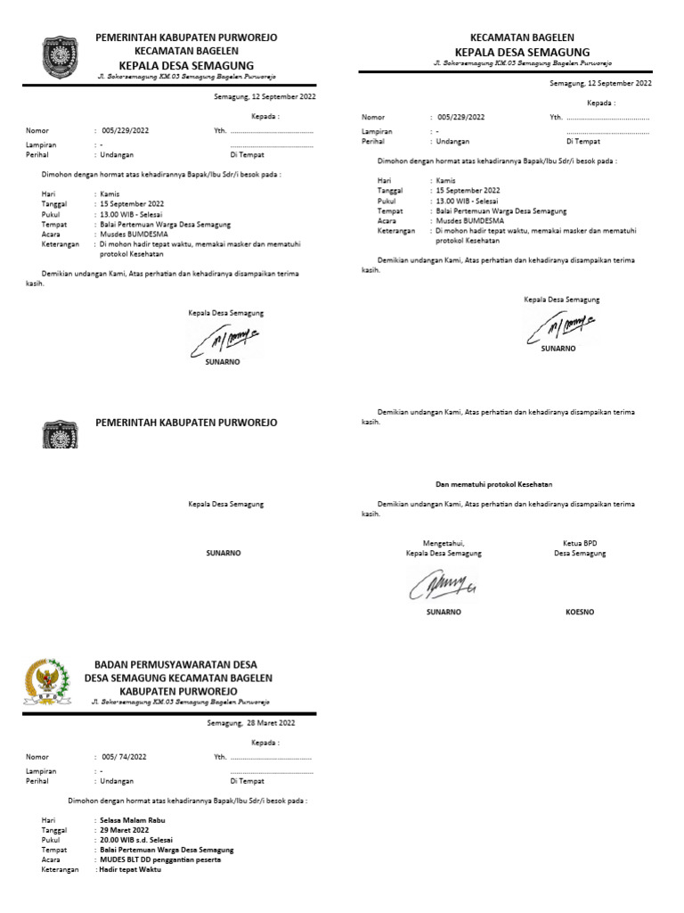 Undangan Musdes dan Vaksinasi Semagung | PDF