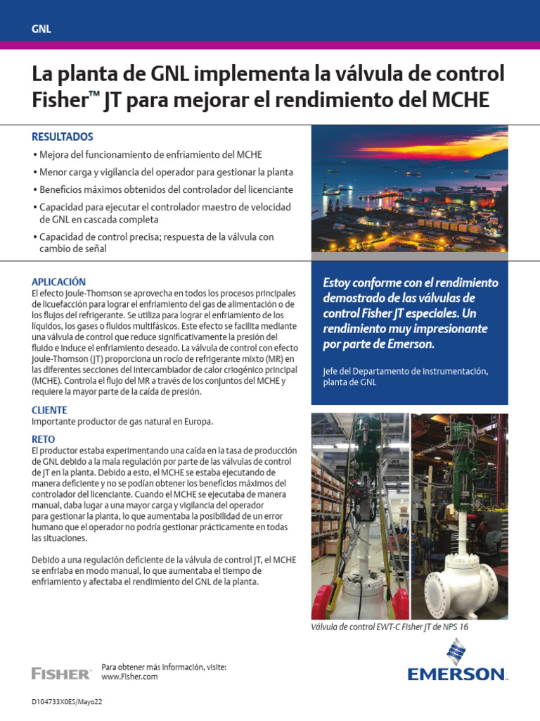 Case Study La Planta de GNL Implementa La Válvula de Control Fisher JT | PDF | Gas natural ...