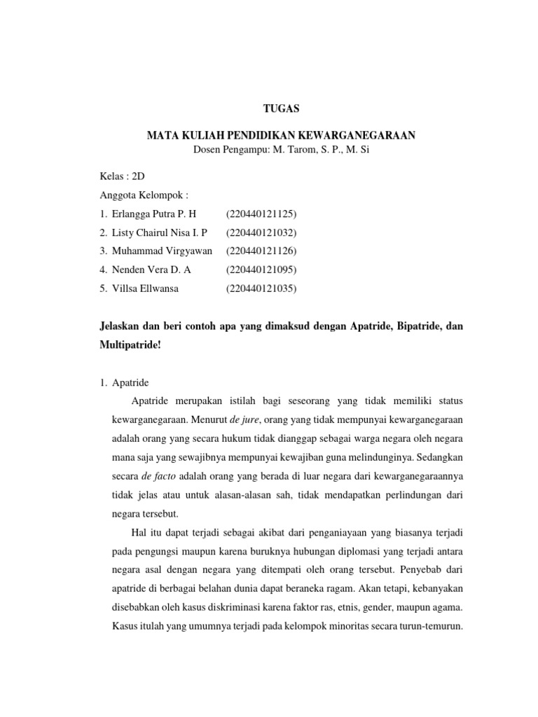 Apatride, Bipatride, dan Multipatride | PDF