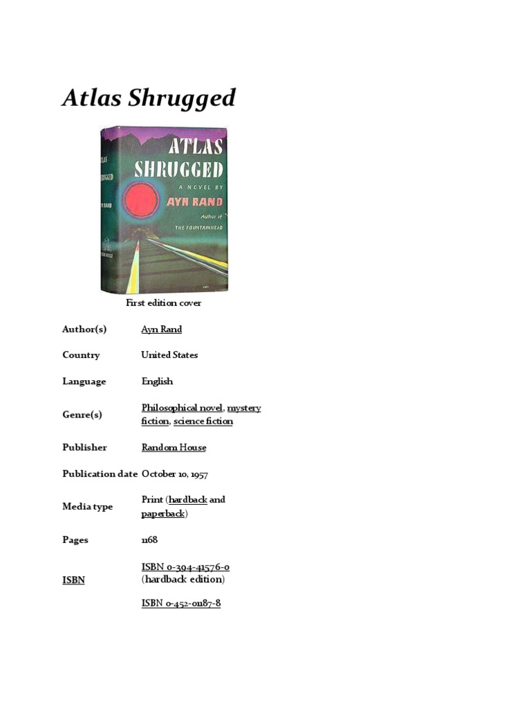 Atlas Shrugged (Book and Movie) - Wikipedia | PDF | Ayn Rand ...
