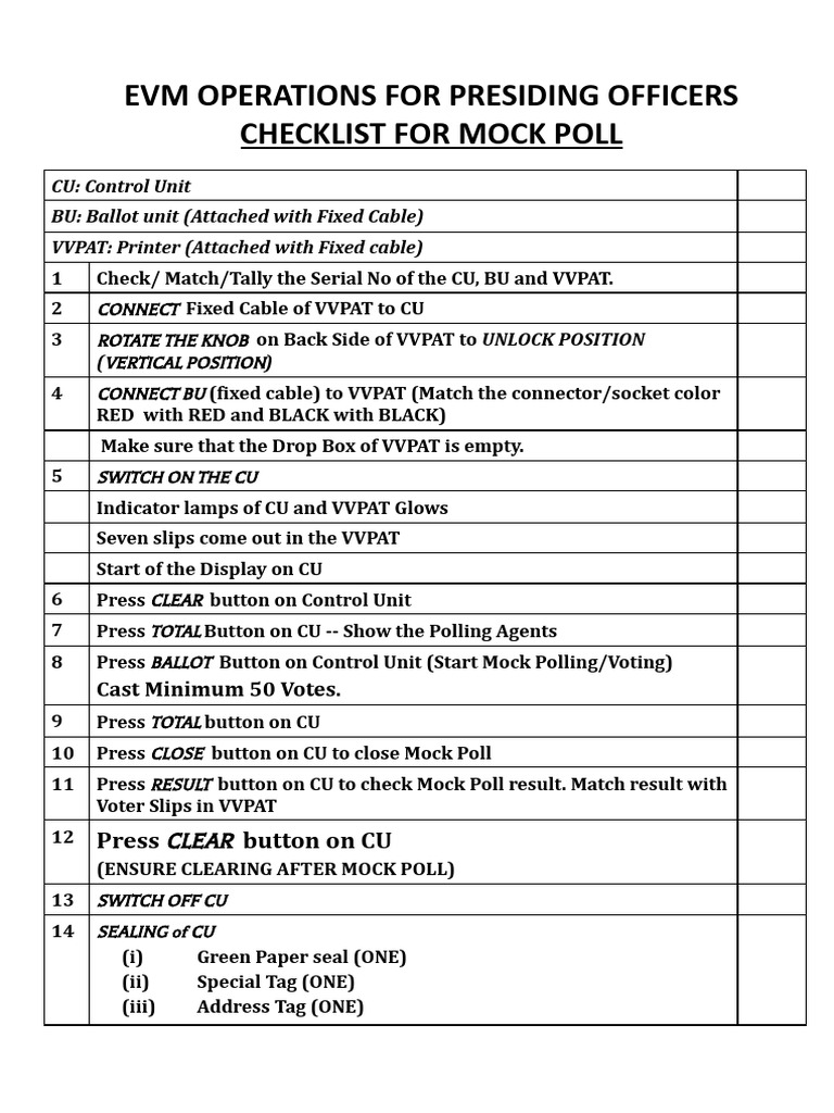Election Check List | PDF | Parliamentary Procedure | Government