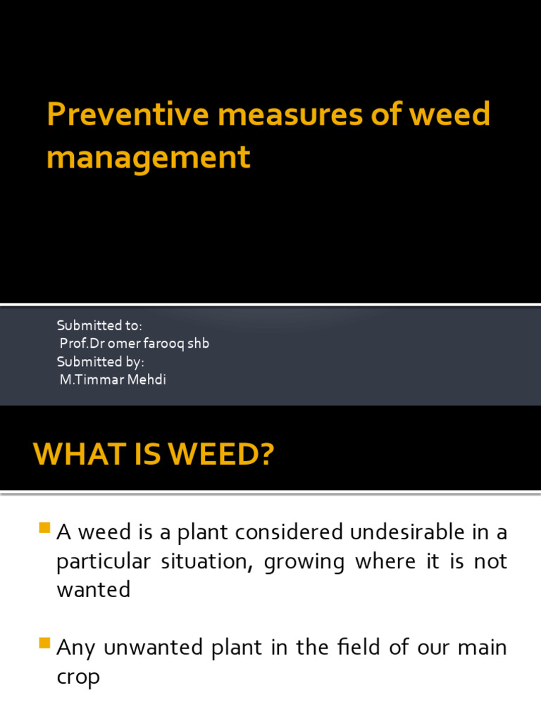 Preventive Measures of Weed Management | PDF