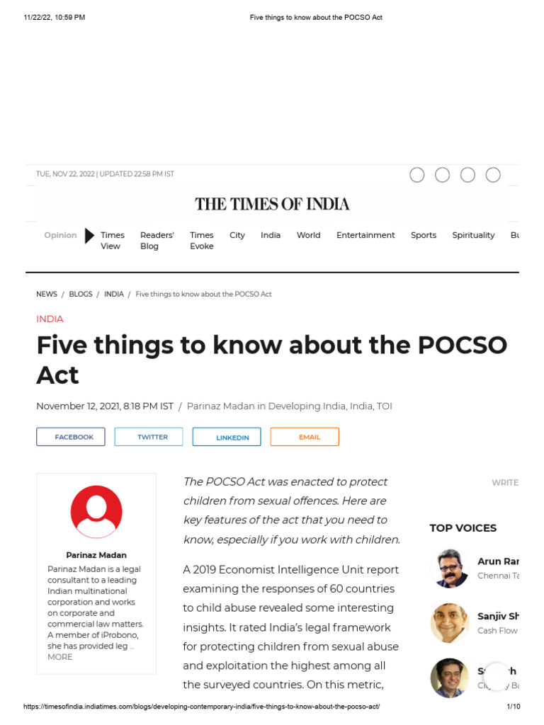 Five Things To Know About The POCSO Act | PDF | Crimes | Crime & Violence