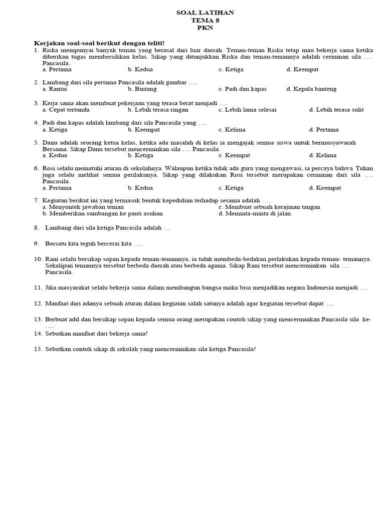 Soal Latihan PKN | PDF