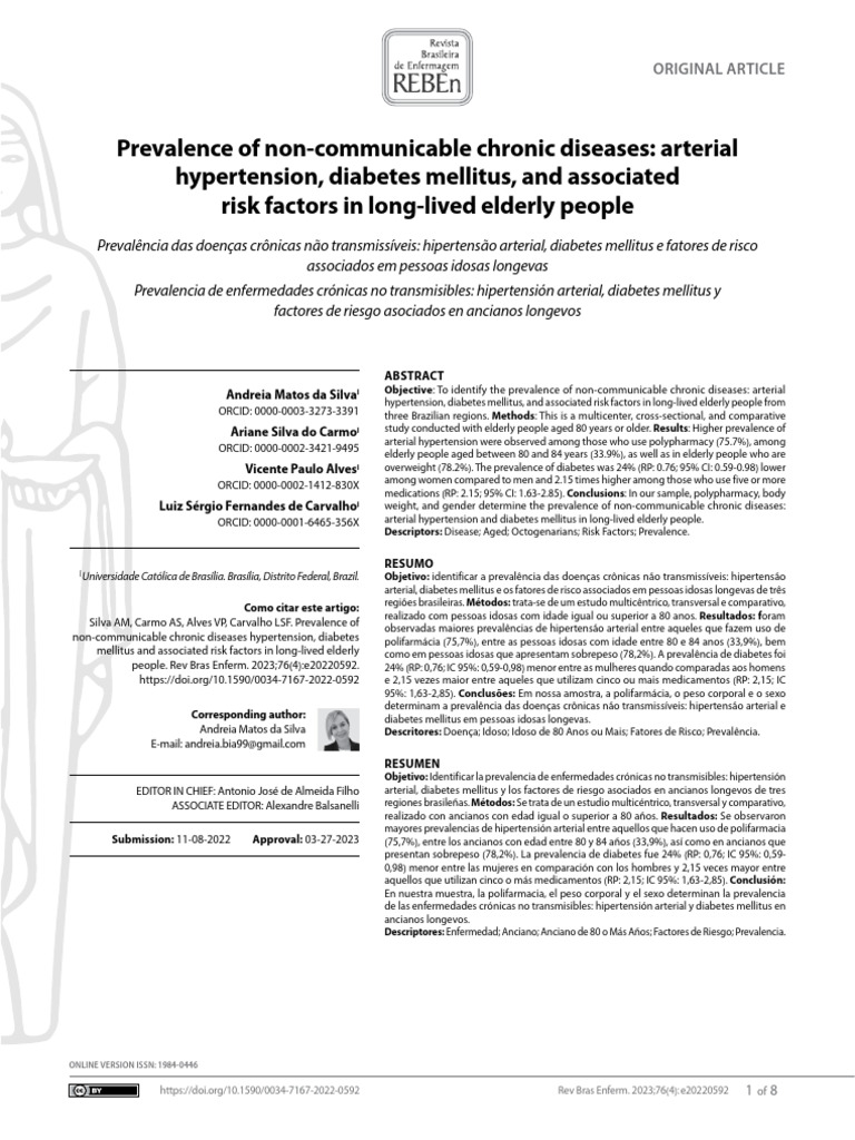 Prevalence of Non-Communicable Chronic Diseases Ar | PDF | Non ...