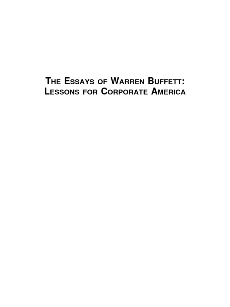 10.The essays of warren buffett | PDF | Stocks | Investing 10.The essays of warren buffett | PDF | Stocks | Investing