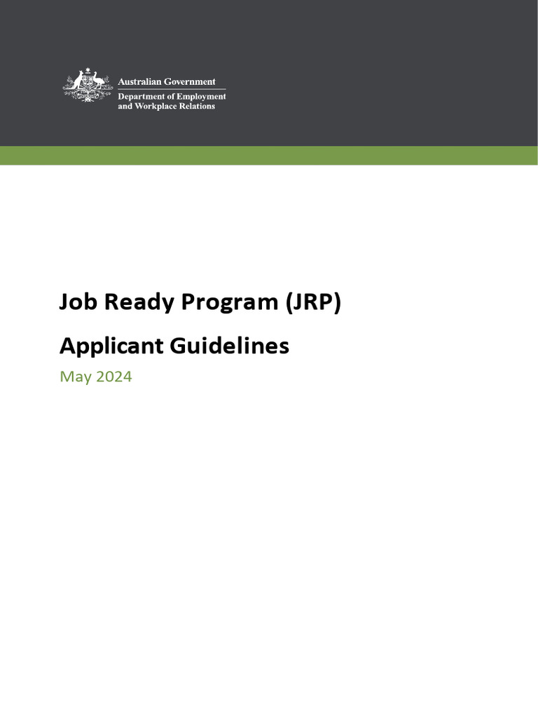 Job Ready Program Applicant Guidelines | PDF | Employment | Password