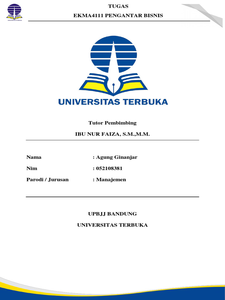 Agung Ginanjar 052108381 Tugas 3 Pengantar Bisnis-1 | PDF