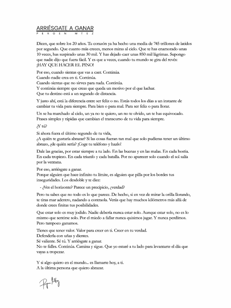 Arriésgate a Ganar: Mensaje de Esperanza | PDF