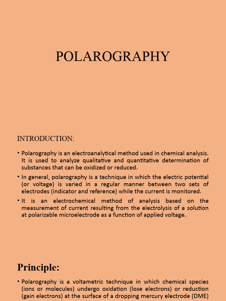 Lec 8 Polarography | PDF | Redox | Electrochemistry