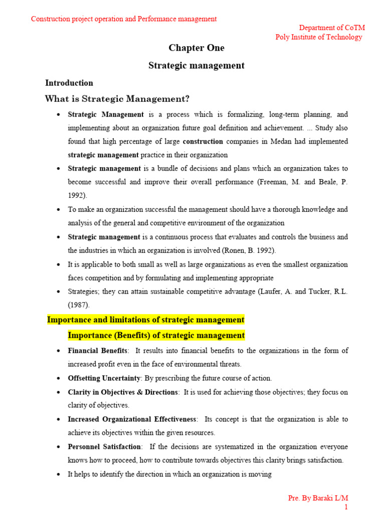 Construction Projectoperation and Performance Management | PDF | Strategic Management ...