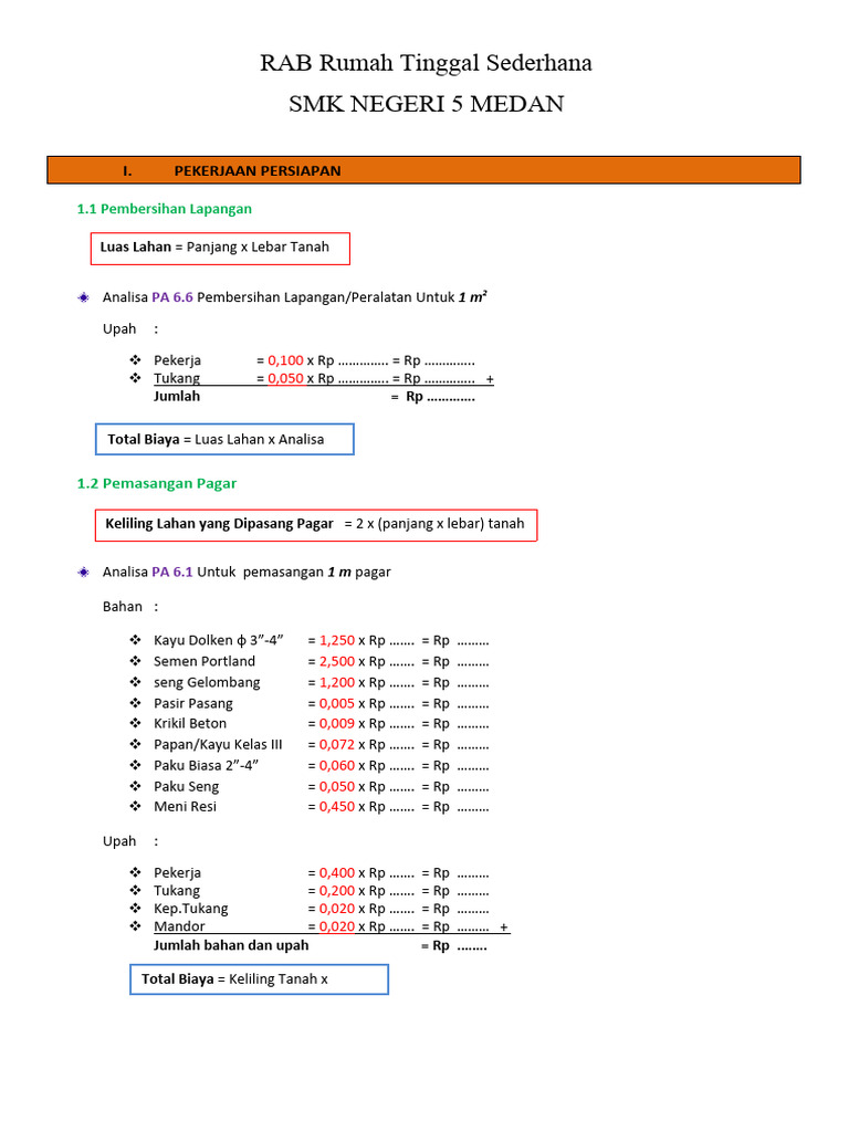 RAB Rumah Minimalis | PDF | Metode & Bahan Ajar