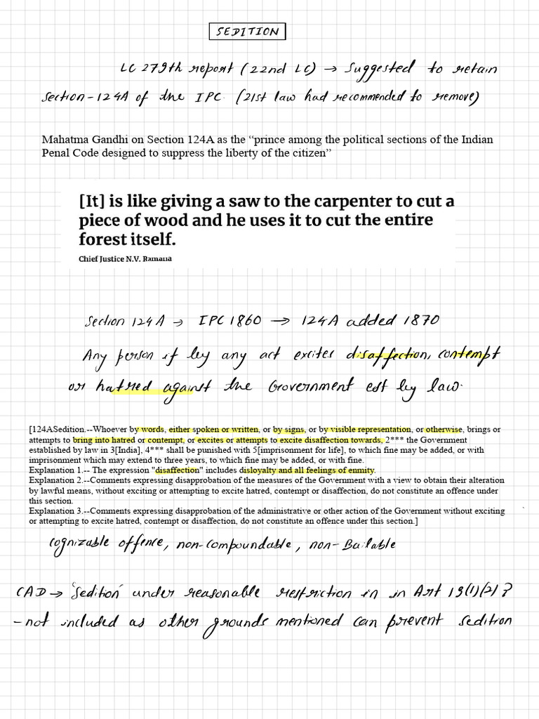 CCA Mains Class 3 Sedition | PDF | Justice | Crime & Violence