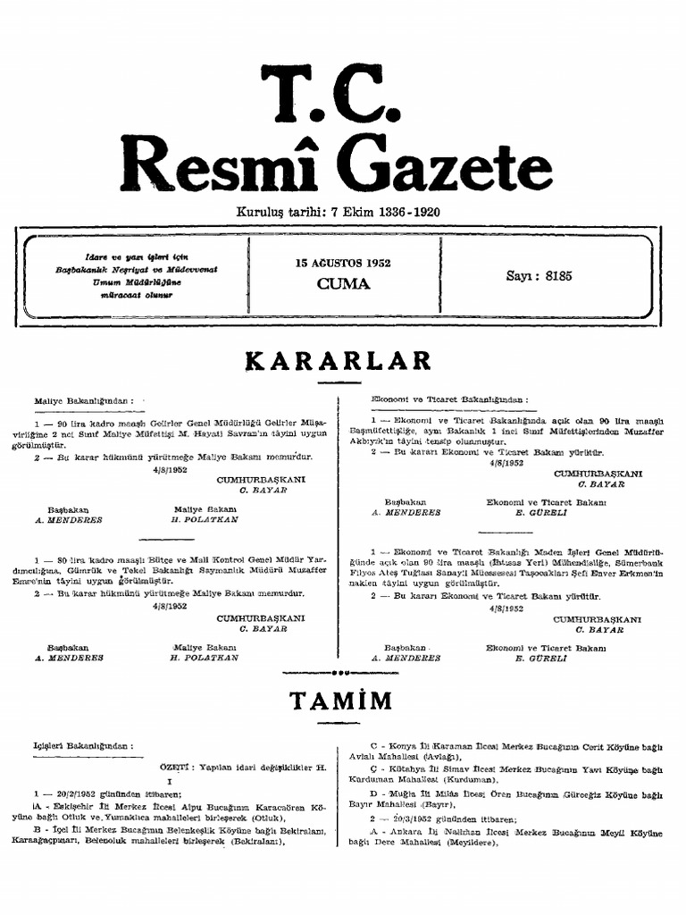 Resmî Gazete: Karârlar | PDF