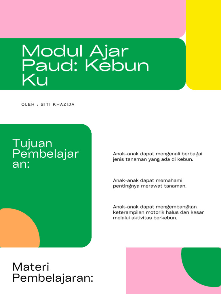 Modul Ajar TK Kebun Ku - Presentasi | PDF