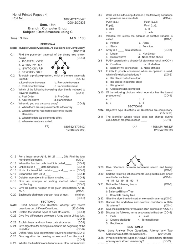 Computer 4 Sem Data Structure Using c180842 Jul 2022 | PDF | Algorithms ... Computer 4 Sem Data Structure Using c180842 Jul 2022 | PDF | Algorithms ...