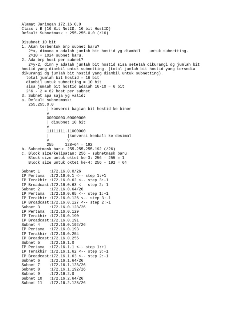 Subnetting Class B Pdf Griya And Taman Komputer 3318