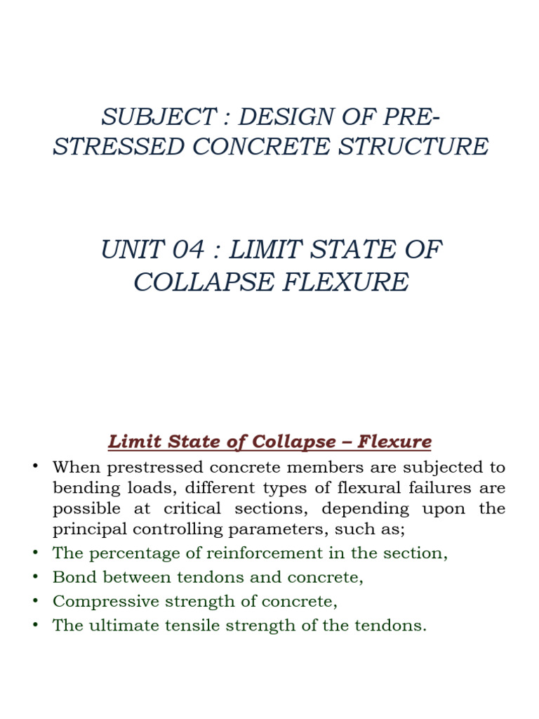 UNIT-4 - Limit State of Collapse For Flexure Theory | PDF | Fracture ...