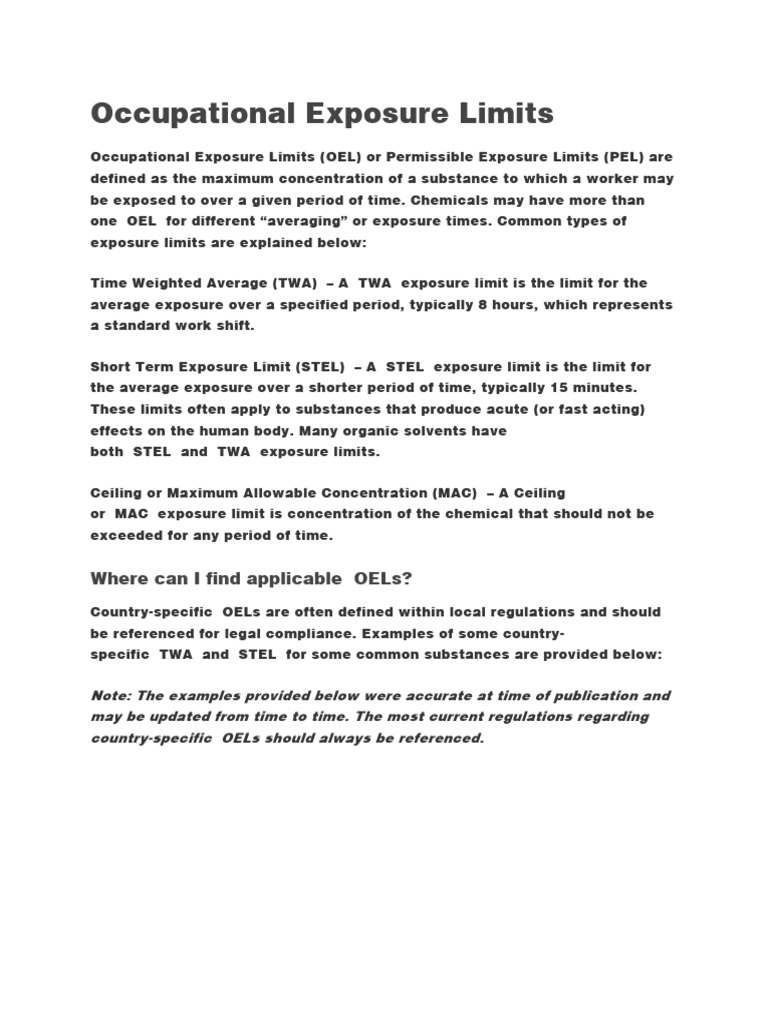 Occupational Exposure Limits | PDF | Pollution | Safety