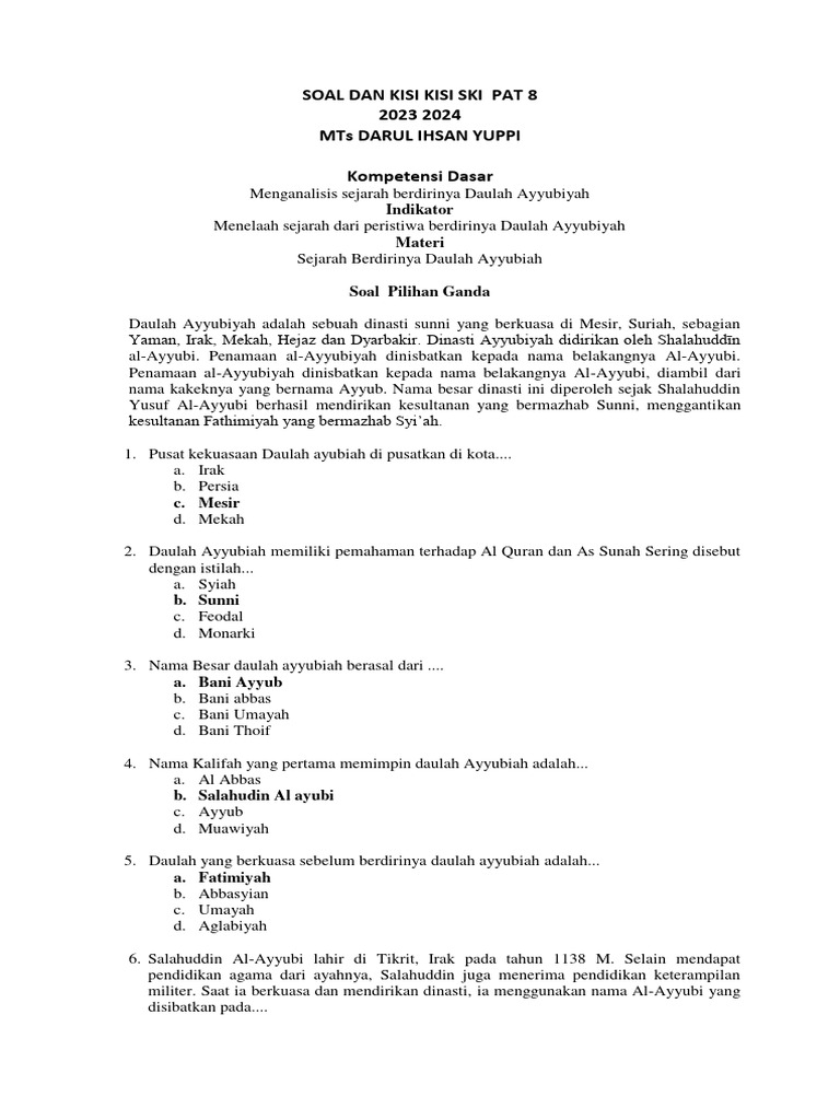 Sejarah Dinasti Ayyubiyah dan Shalahuddin | PDF