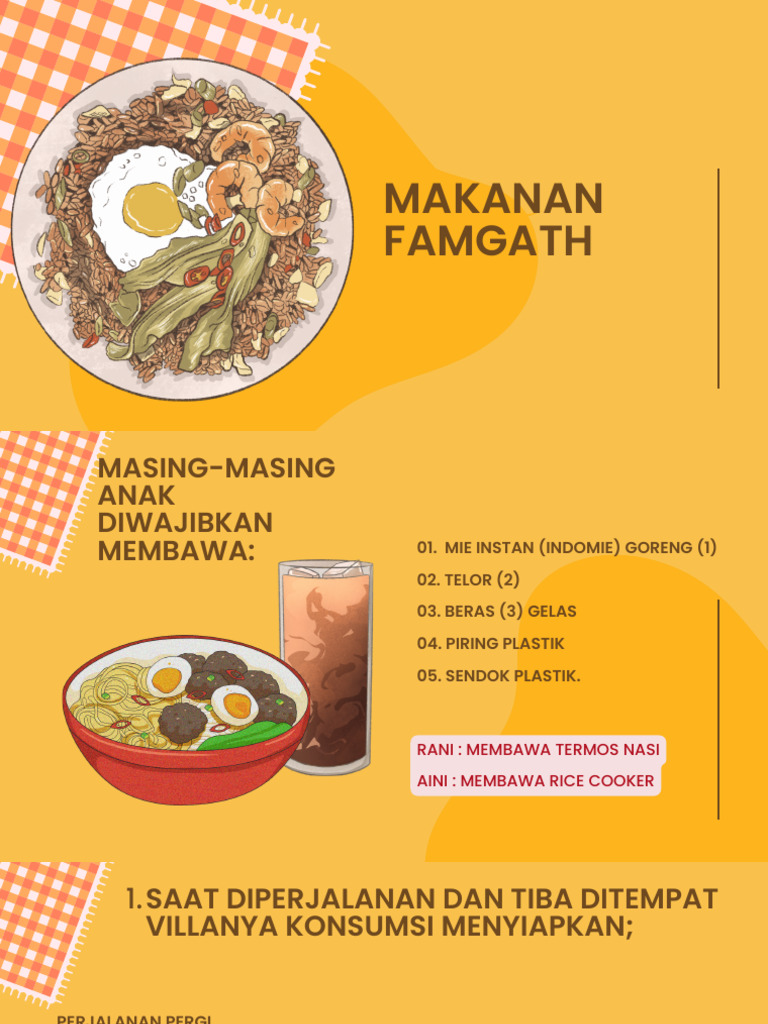 Rincian Biaya Makanan Famgath 2023 | PDF