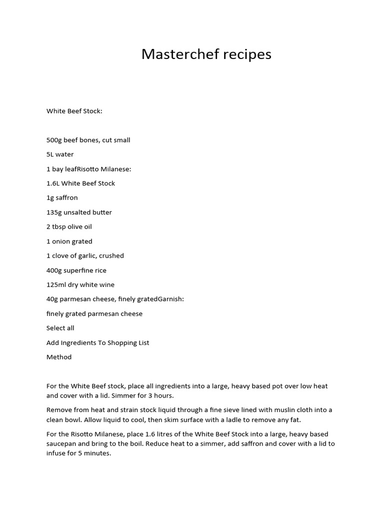 Masterchef Recipes | PDF | Caramel | Baking