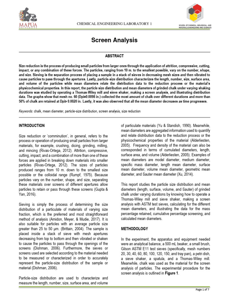 Screen Analysis | PDF | Particle Size Distribution
