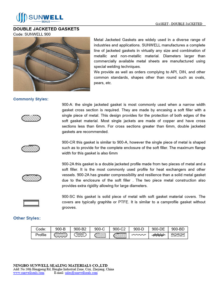 Double Jacketed Gaskets - SUNWELL 9001575372051 | PDF | Building ...