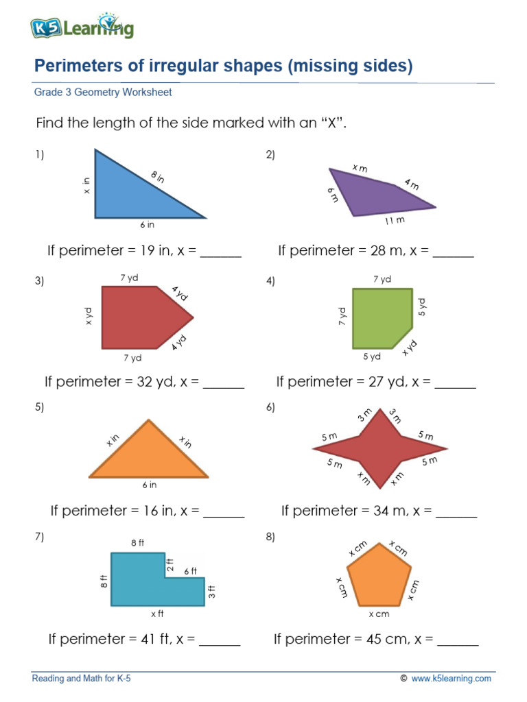 Grade 3 Geometry Perimeter Irregular Shapes B | PDF