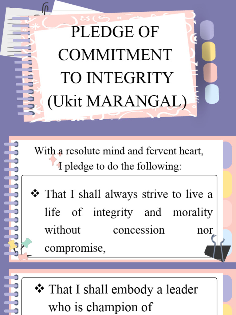 Integrity Commitment Pledge | PDF | Career & Growth | Wellness