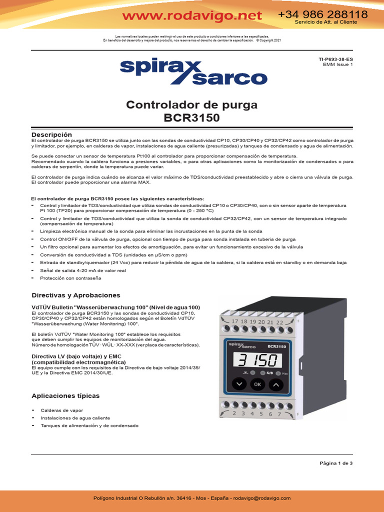 Controlador Purga Spirax Sarco | PDF | Diodo emisor de luz | Sensor