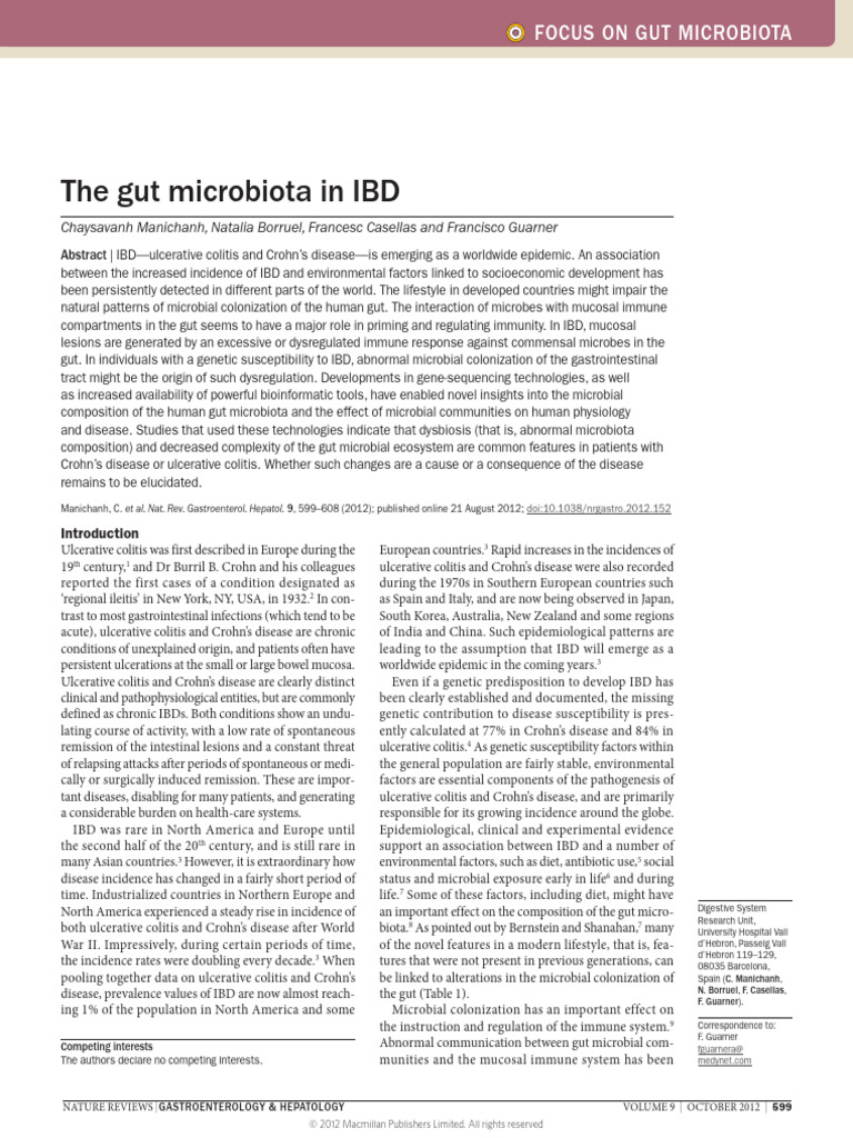 The Gut Microbiota in IBD | PDF | Inflammatory Bowel Disease | Microbiota