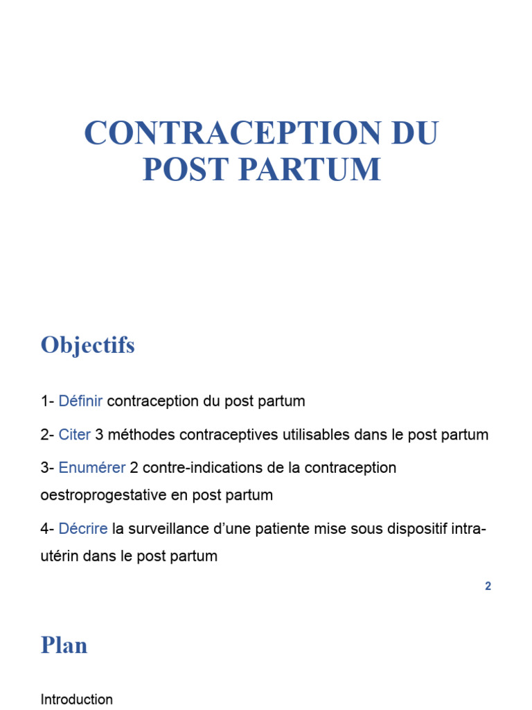 Contraception Du Post Partum | PDF | Contraception | Post-partum