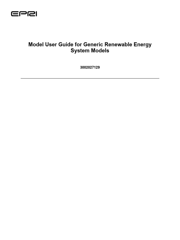 Model User Guide For Generic Renewable Energy Systems | PDF | Electric ...