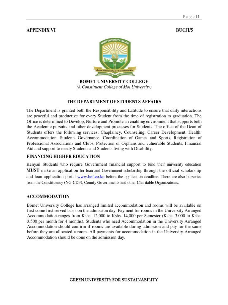 Bomet University Student Services | PDF