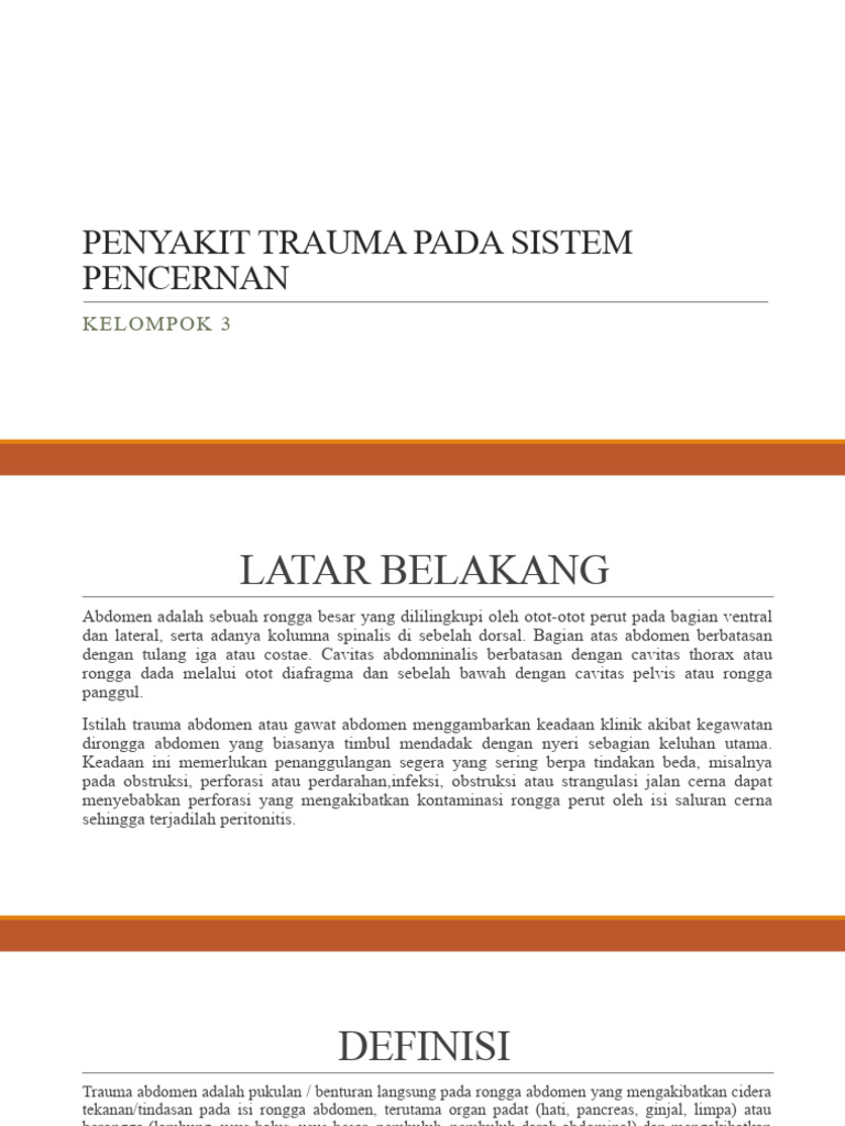 Penyakit Trauma Pada Sistem Pencernan | PDF